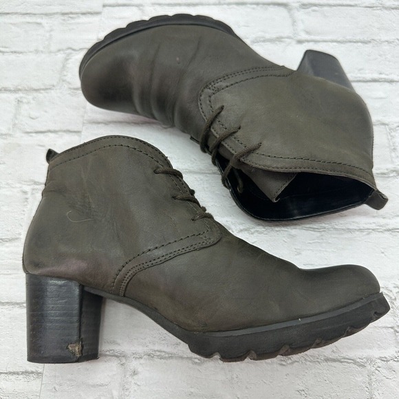 Gabor | Shoes | Gabor Ankle Boots Bootie Gray Leather Lace Up Block ...
